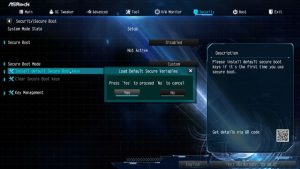 ASRockマザーボードのセキュアブートを有効化する際に[Secure Boot can be enabled when System ...